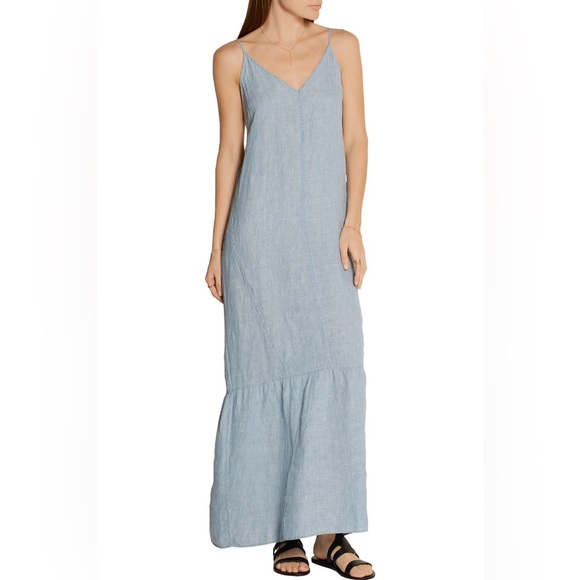 J Brand | Dresses | J Brand Blue Maureen Linen Chambray Maxi Dress Light Denim S | Poshmark